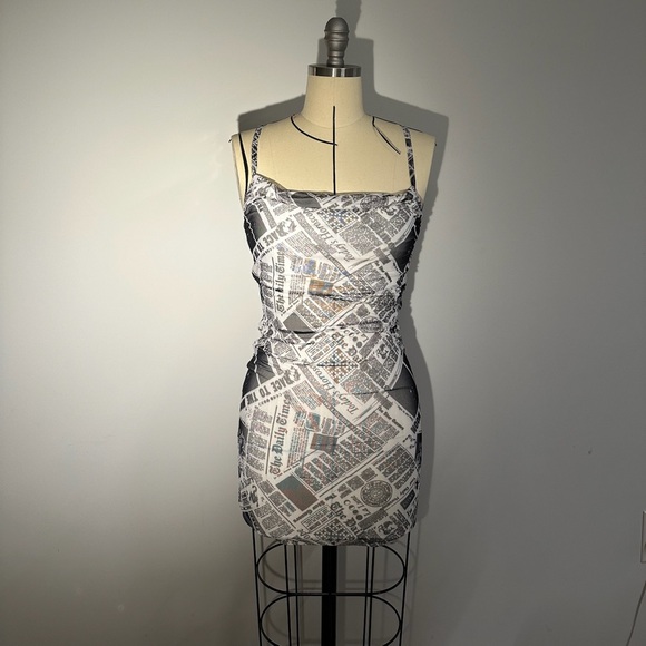 Dresses | Newspaper Print Bodycon Dress | Poshmark